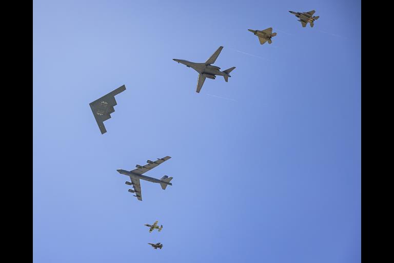 US Air Force conducts first-ever tri-bomber formation flight with ...